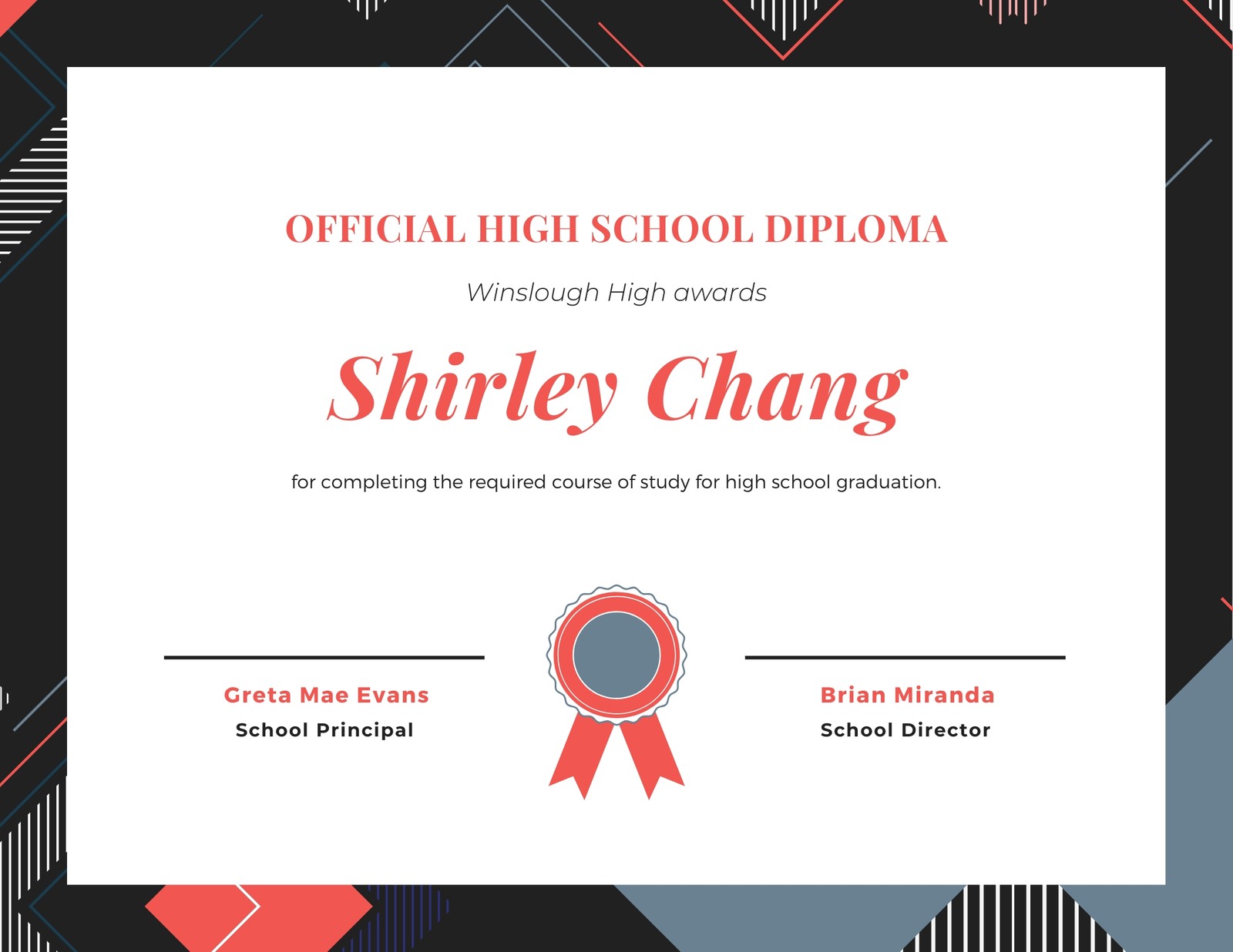 High School Certificate Designs