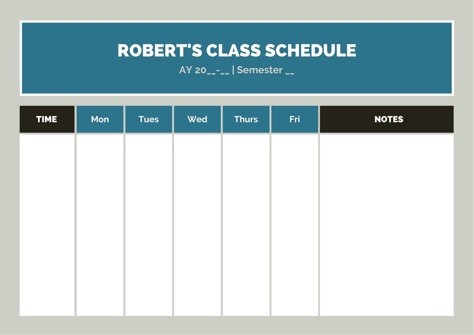 Class Schedule Template Excel