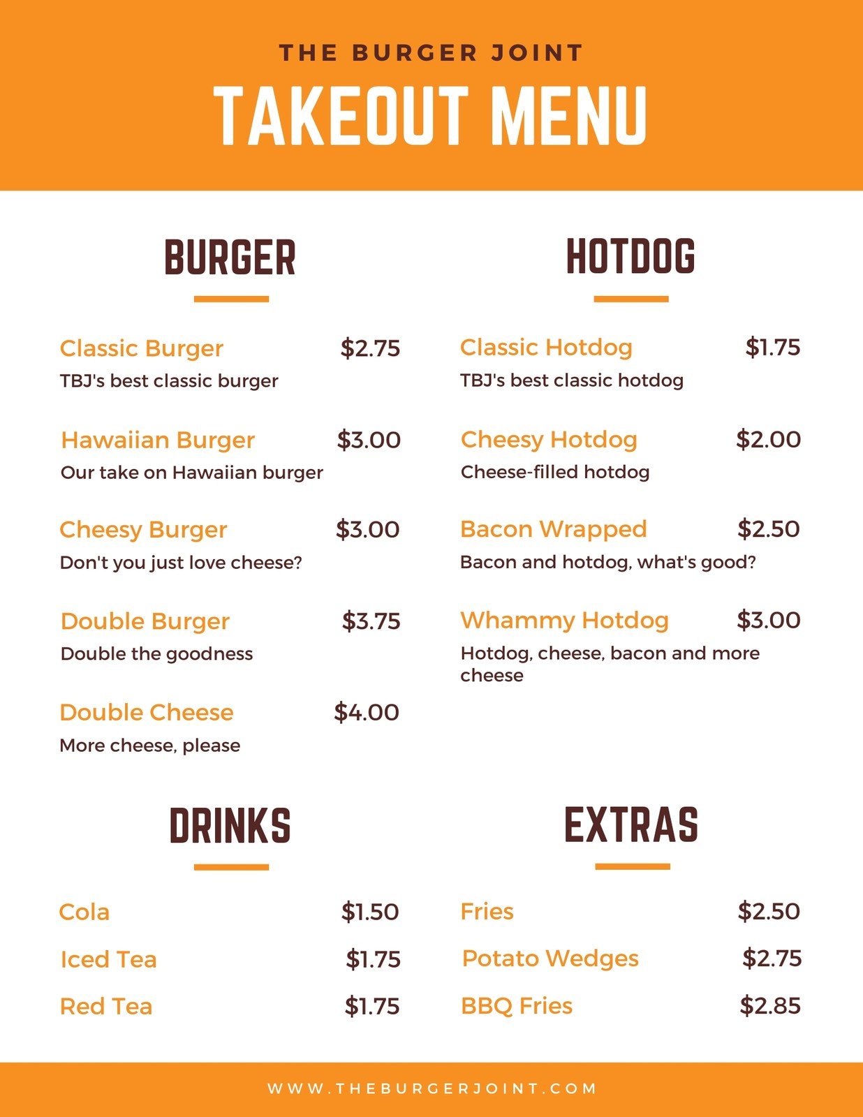 Order From Our Takeout Menu