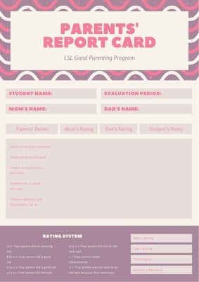 Free custom printable parent report card templates | Canva