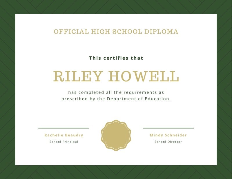 High School Certificate Samples