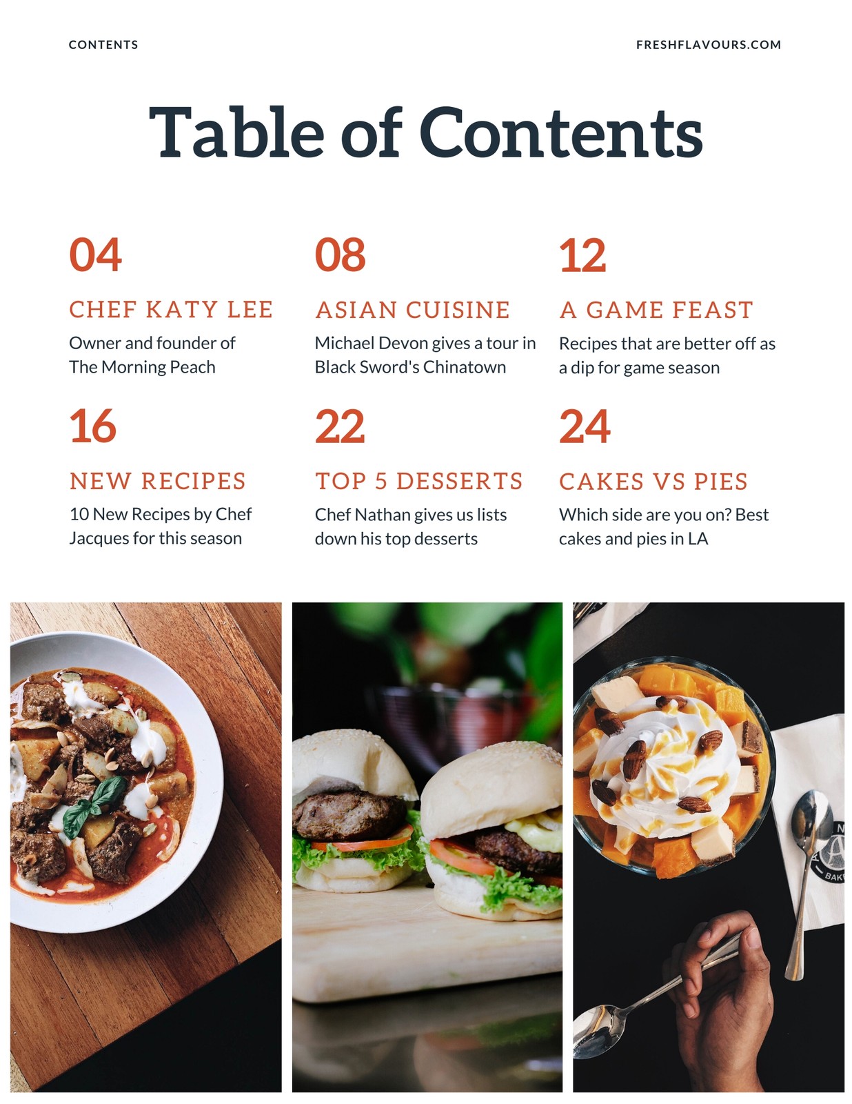 Food Magazine Contents Page