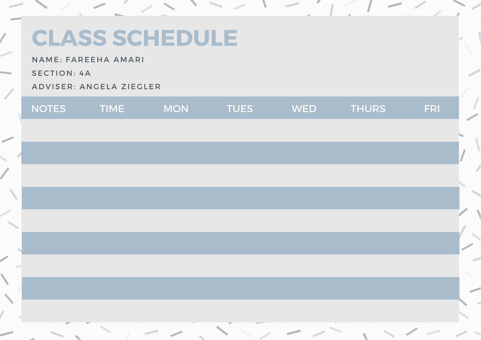 College Schedule Template