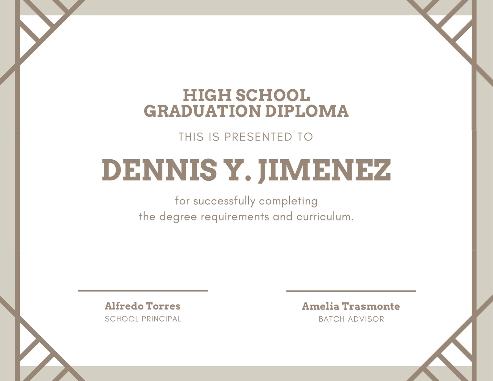 Blank High School Diploma