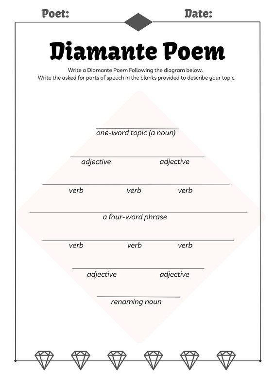 Diamante Poem Worksheets Poetry Friday: The Diamante Or Diamond Shaped