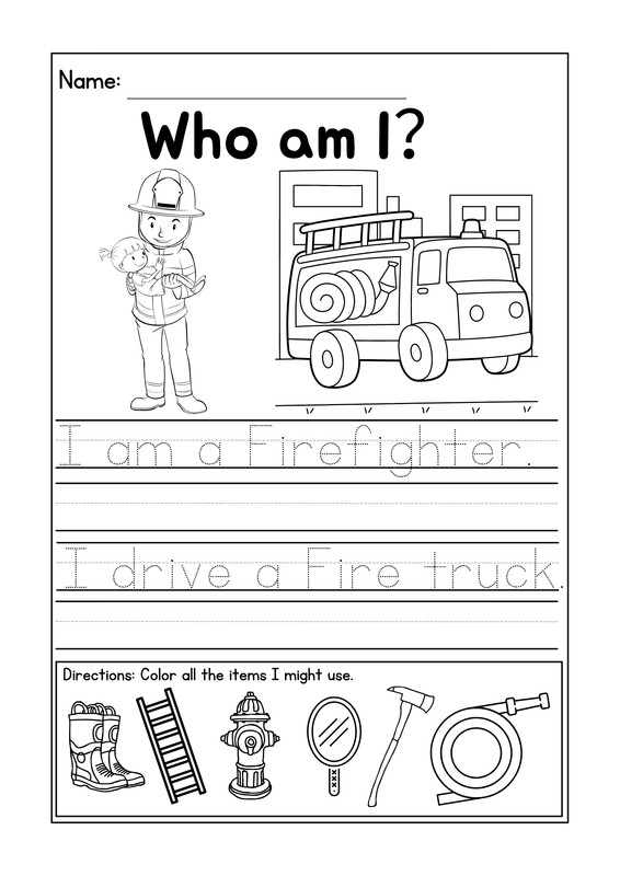 Fire Fighter Community Helpers Printables