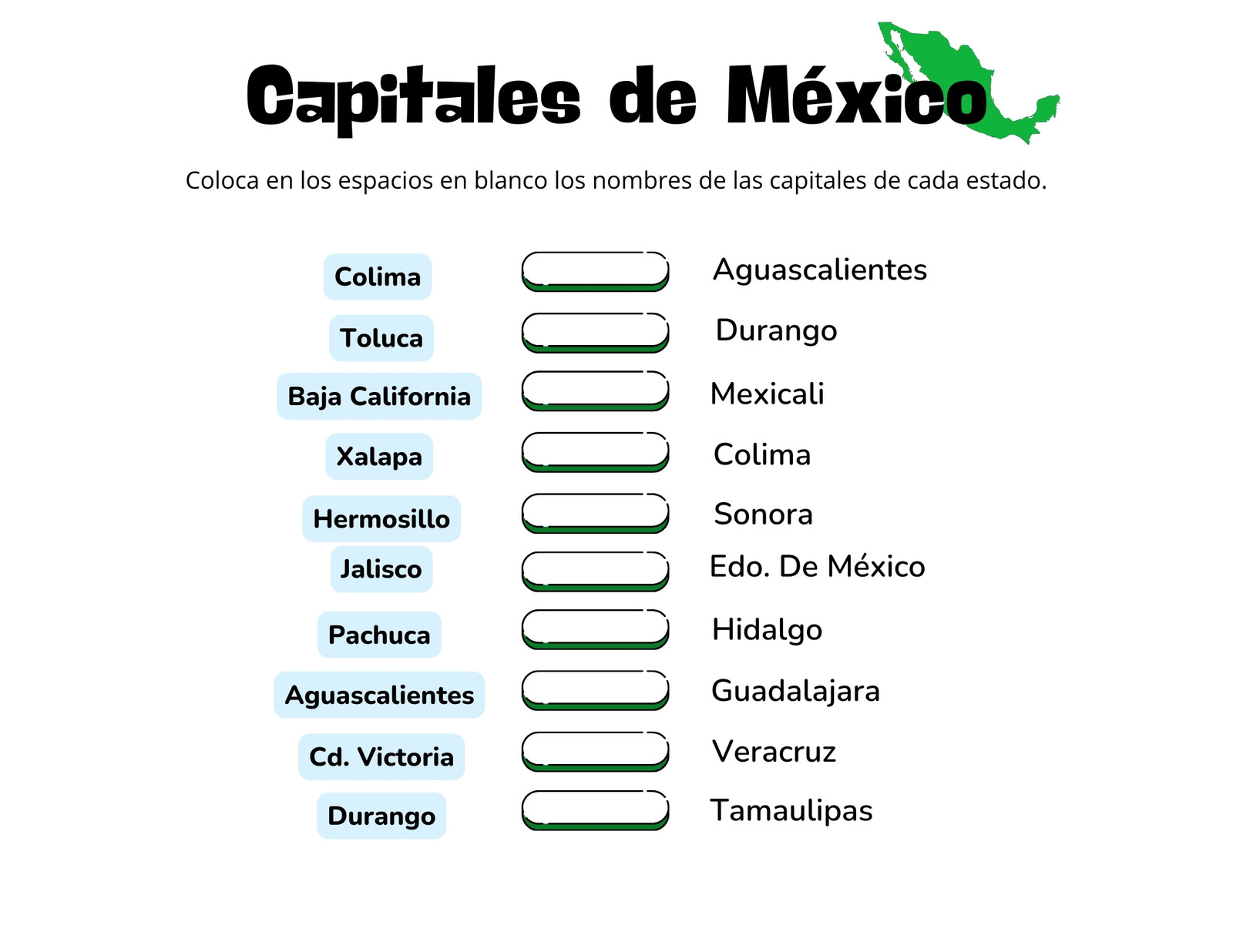 Las Capitales De Mexico Estados Y Capitales De México Recursos