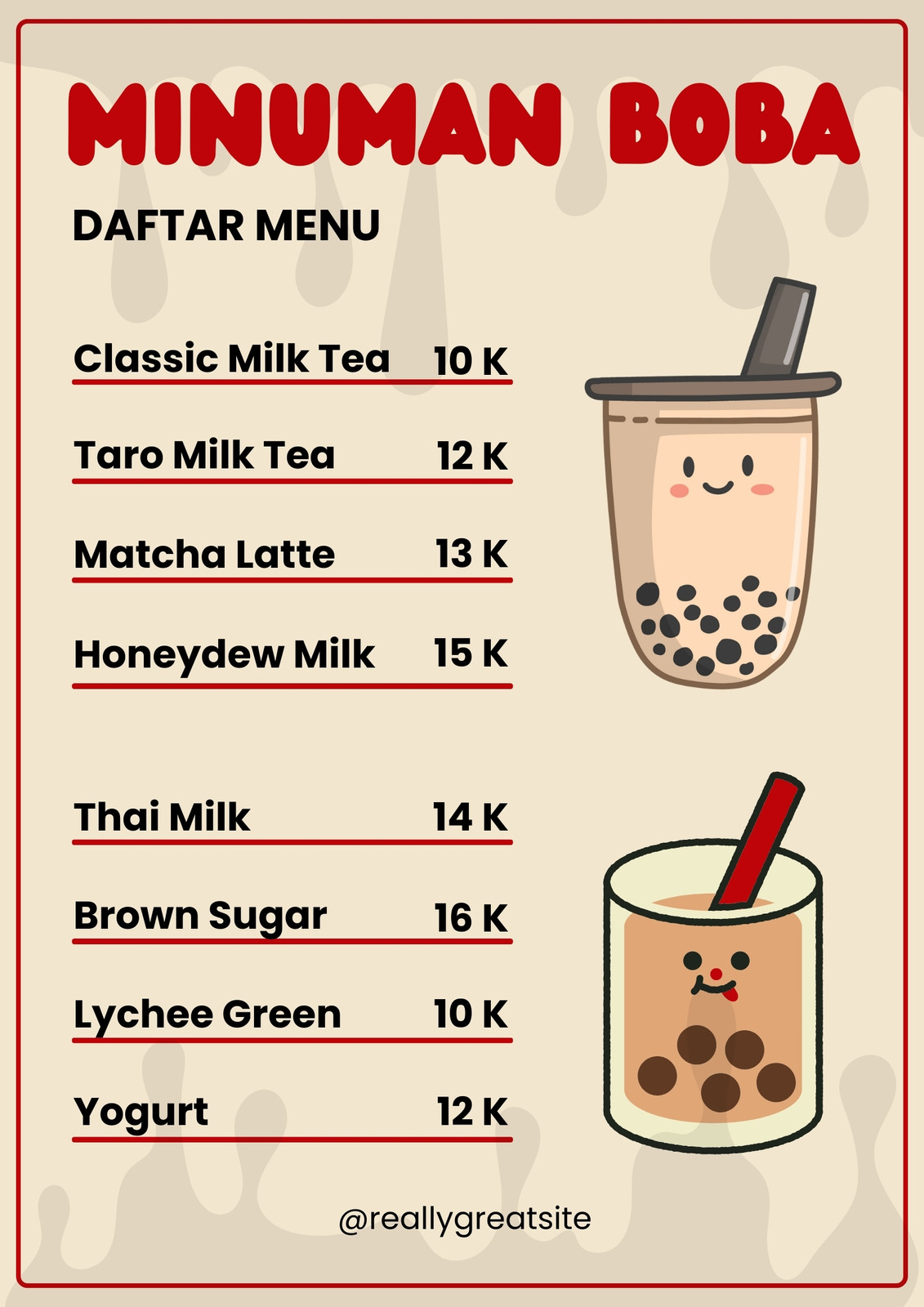 Gratis desain contoh boba - Canva
