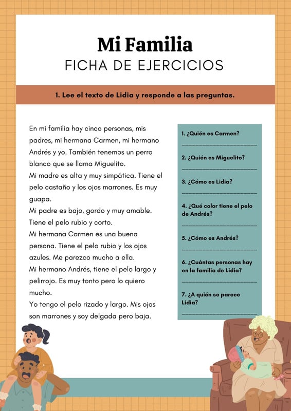 Resultado De Imagen De Ejercicios De La Familia En Espaol Teaching