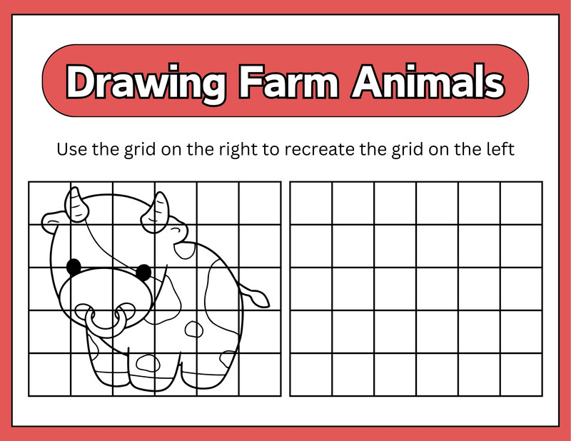 Grid Drawing Of Animals 50 Animals Easy Grid Drawing Activities, Easy
