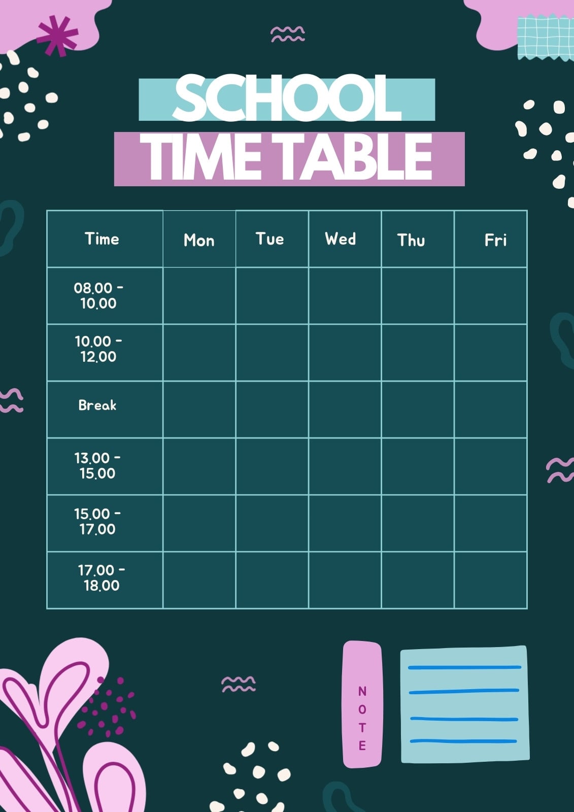 Free and customizable timetable templates | Canva