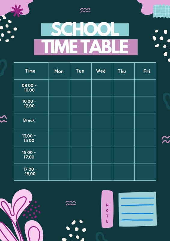 Free and customizable timetable templates | Canva
