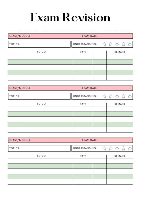 Free and customizable exam templates