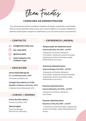 Explorá Plantillas de cv sin experiencia personalizables gratis - Canva