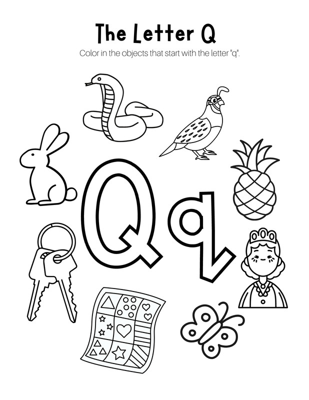 Q Coloring Worksheet Alphabet Abc Az Exercise Coloring Page Trace