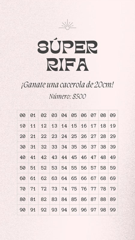 Formato de rifa 100 números para editar gratis | Canva