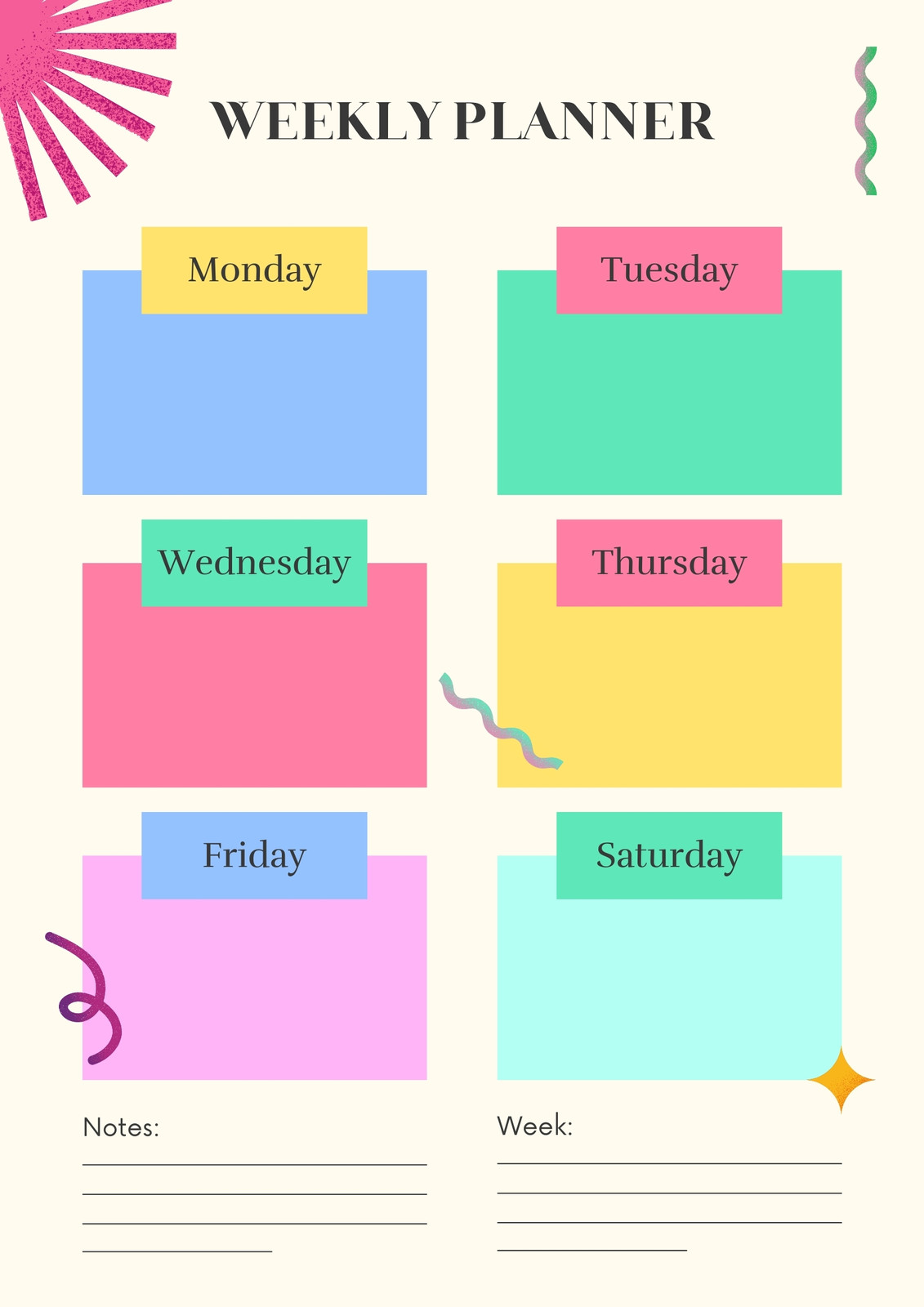 Page 2 - Free and customizable weekly planner templates | Canva