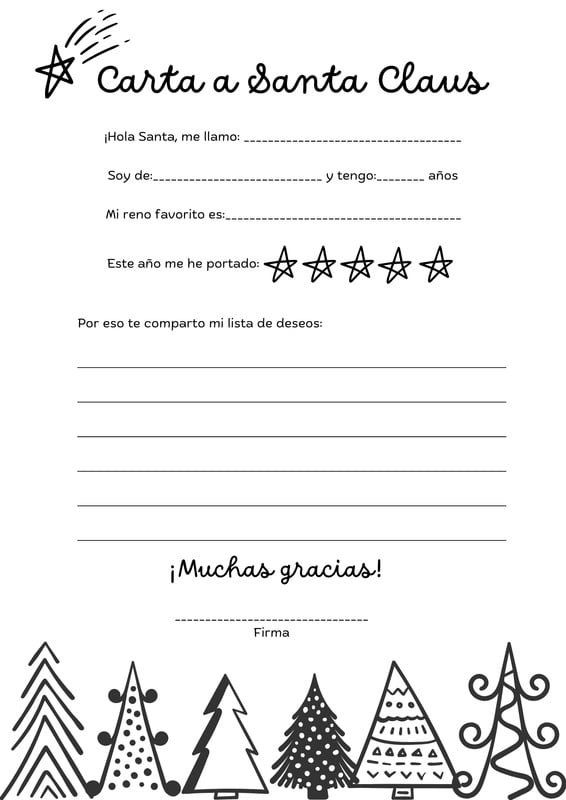 Lista De Navidad Imprimible En Blanco Y Negro