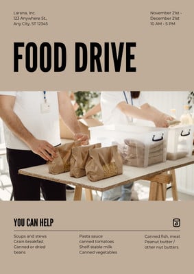Free printable editable food drive poster templates | Canva