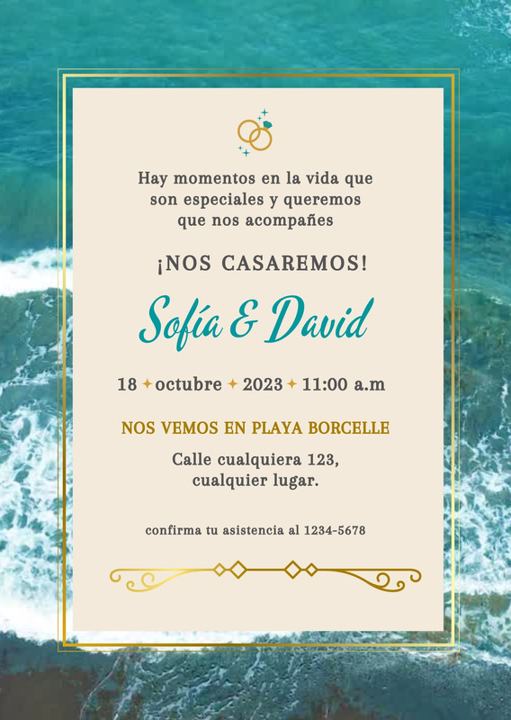 Invitación De Boda Azul Turquesa