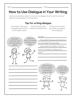 Dialogue Worksheet 3rd Grade Narrative Writing Apple Slices Canva