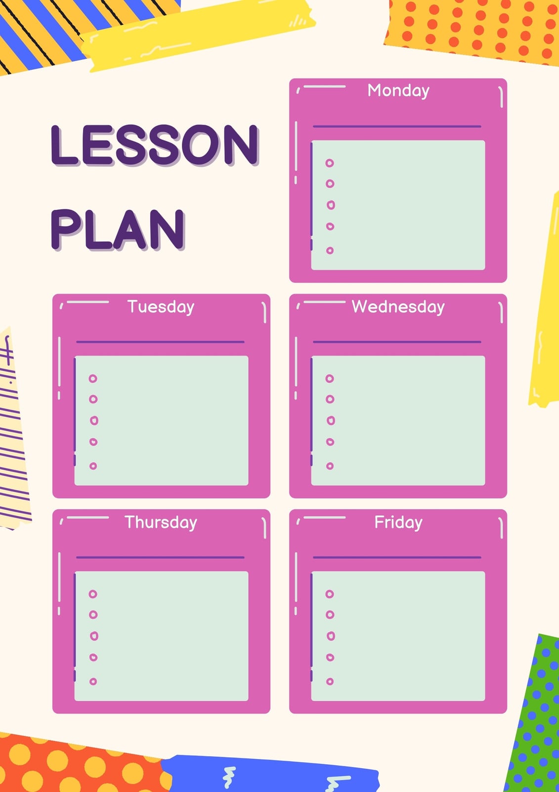 Free, printable, customizable toddler lesson plan templates | Canva