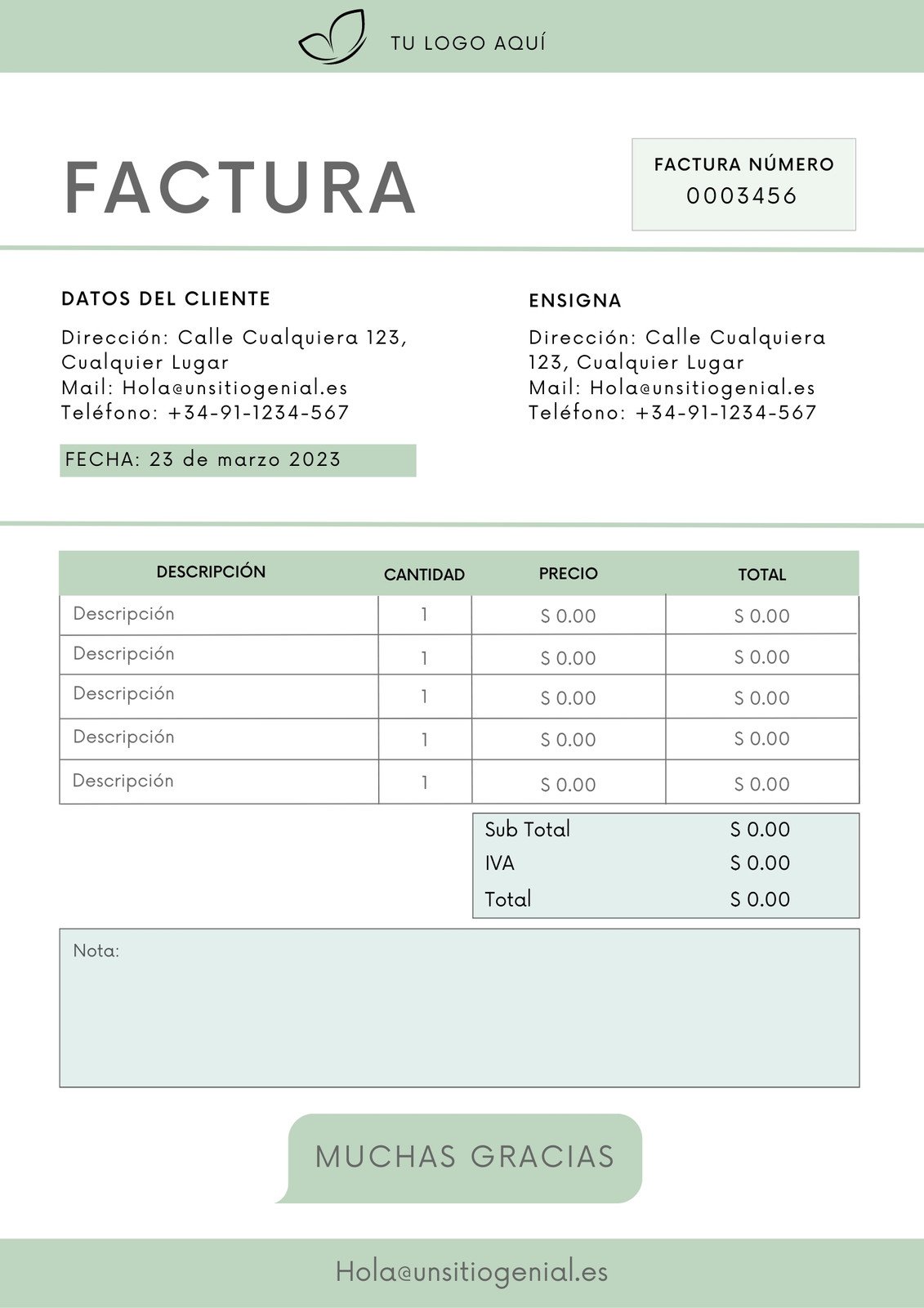 Facturas simples online gratis | Canva