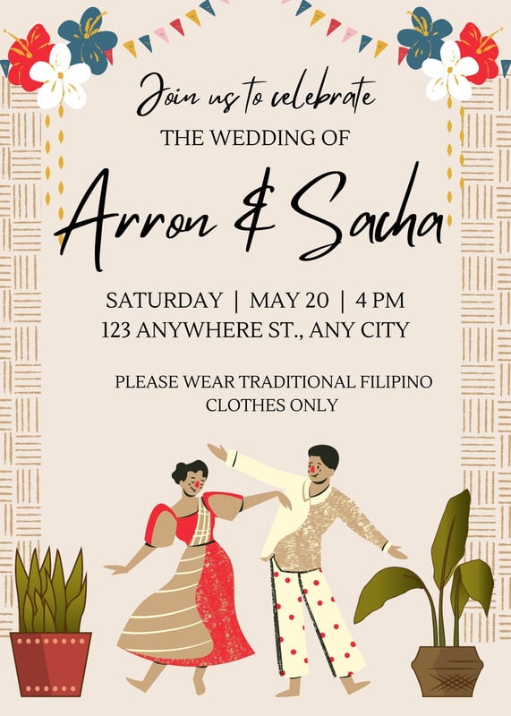 Pinoy Wedding Invitation Wedding Invitation Layout Design (5x7),
