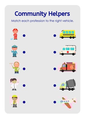 Community Helpers Matching Worksheet