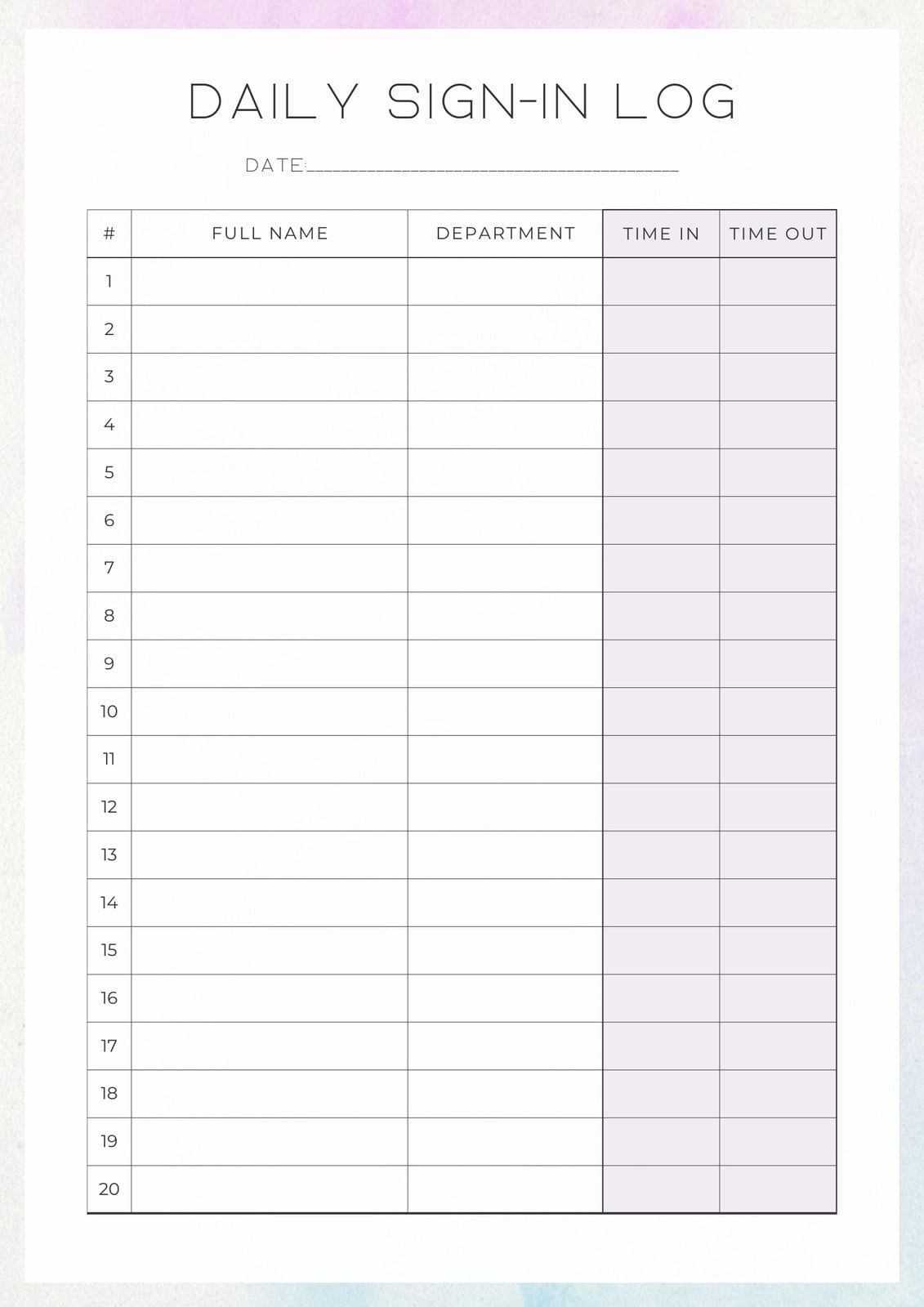 Free and customizable log templates