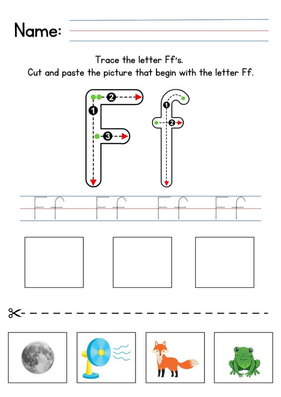 Letter F Worksheets Cut And Paste Free Letter Practice Cut And Paste