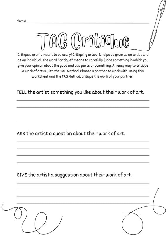 Art Critique Worksheet