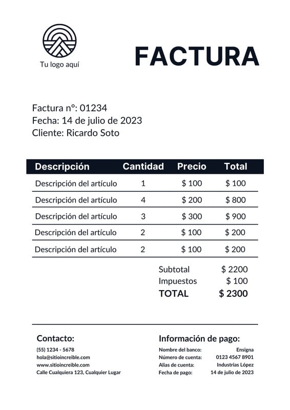 Generador gratuito de facturas - Plantillas de facturas gratis | Canva