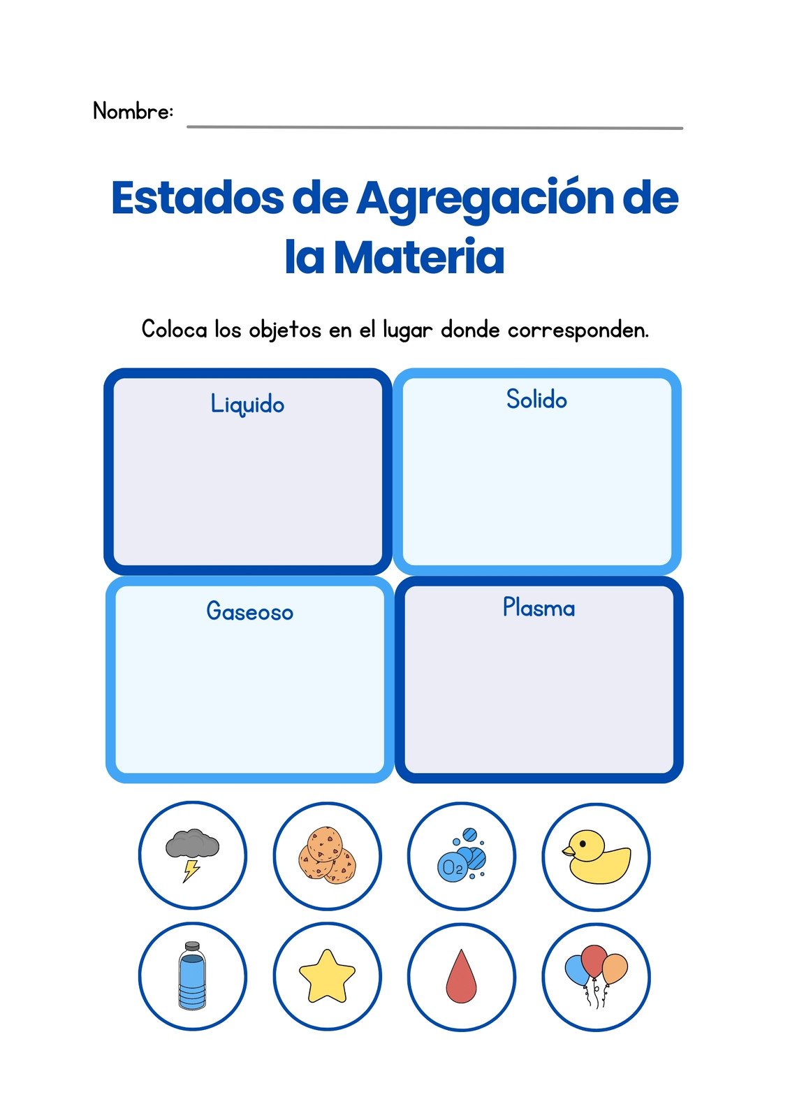 Hojas De Trabajo Sobre El Estado De La Materia Hoja De Trabajo Los