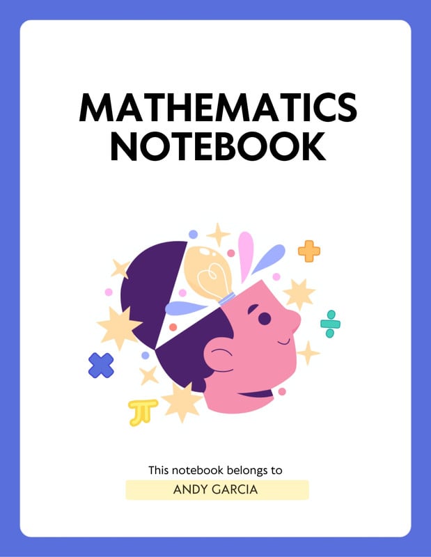 Free printable custom math notebook cover templates | Canva
