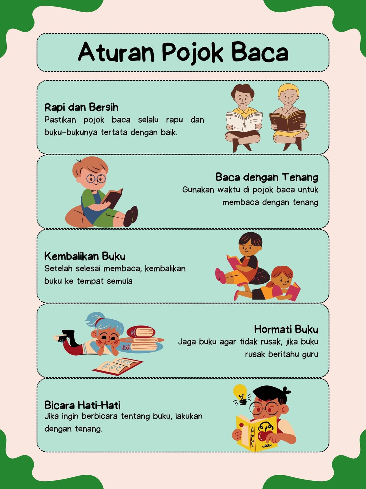 Gratis desain contoh pojok baca - Canva