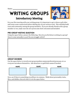 Writing Organization Worksheet