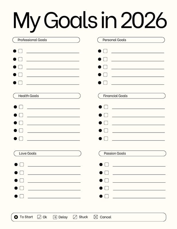 Free and customizable goals templates