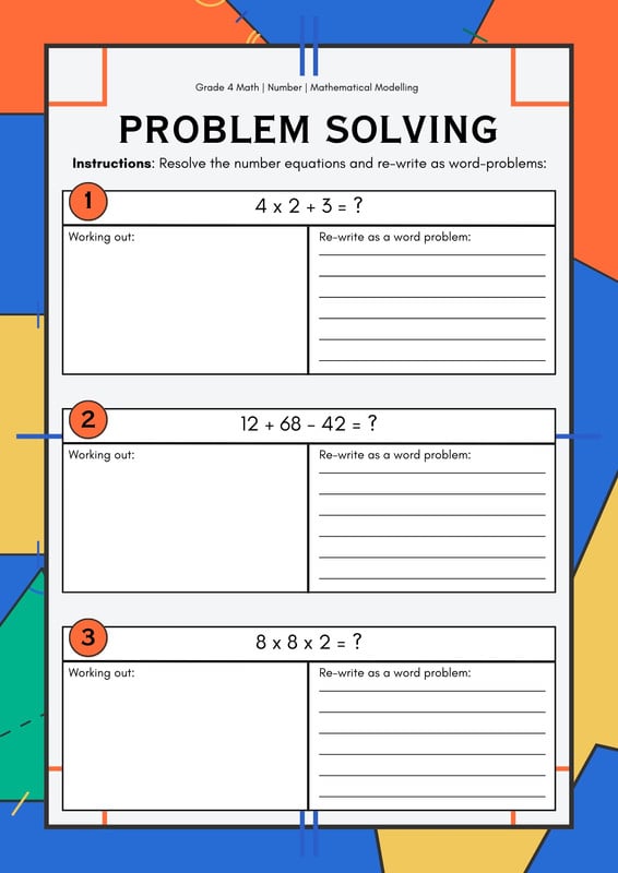 Printable Grade 4 Math Problem 4th Grade Math Problems