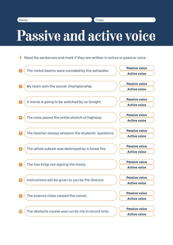 Active Voice Worksheet