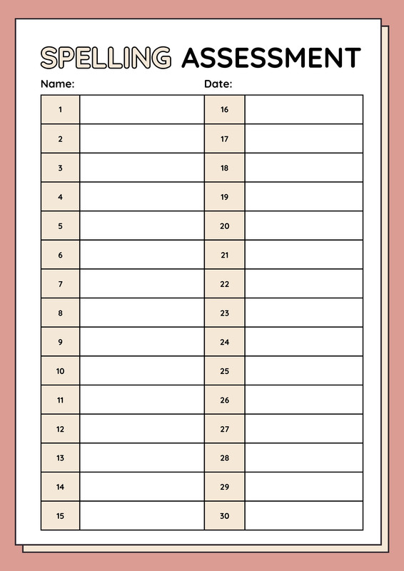 Free and customizable spelling templates