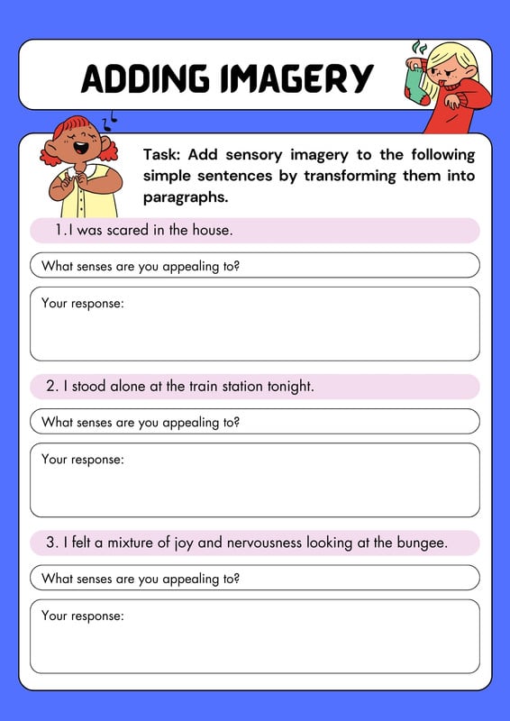 Imagery Worksheets Middle School Figurative Language Worksheets