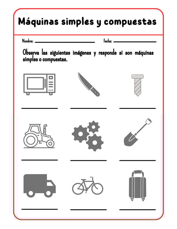 Hojas De Trabajo De Máquinas Simples Para Primer Grado
