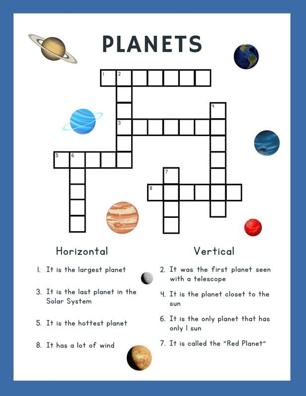 Science Solar System Crossword Puzzle