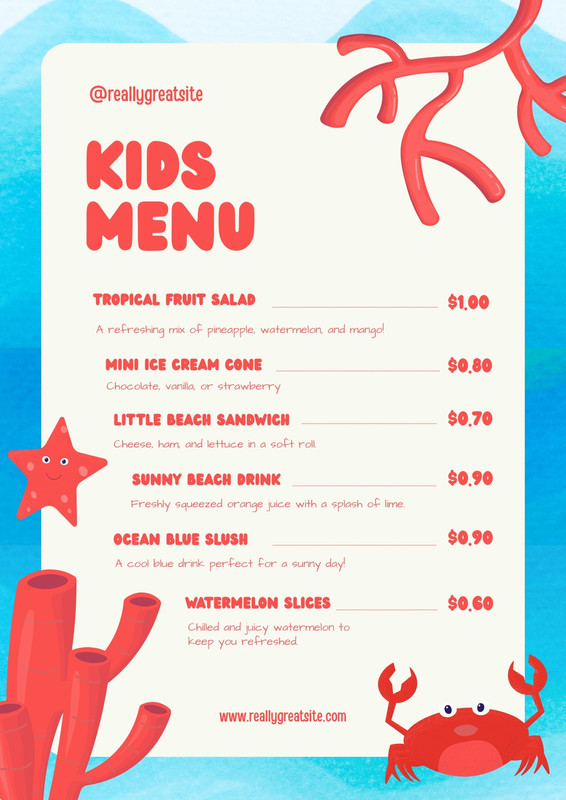 Page 3 - Free printable, customizable kids menu templates | Canva