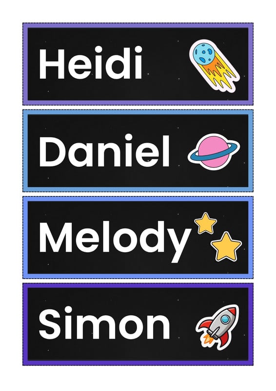 Space Themed Labels
