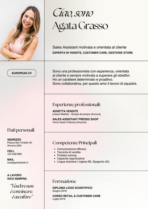 Curriculum Vitae Modello Europeo: tanti esempi gratuiti | Canva