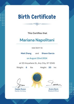 Printable Fake Birth Certificate