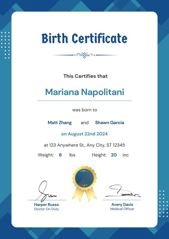 Fake Birth Certificate Template Free