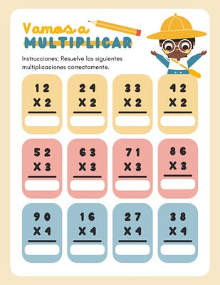 Hojas De Trabajo De Multiplicacion